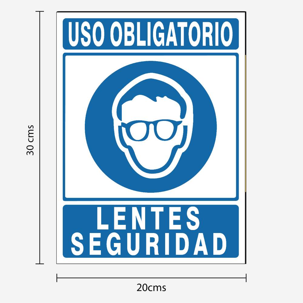 Letrero En Estireno Calibre 40 De 20 X 30 Cms USO OBLIGATORIO LENTES Letrero En Estireno Calibre 40 De 20 X 30 Cms USO OBLIGATORIO LENTES