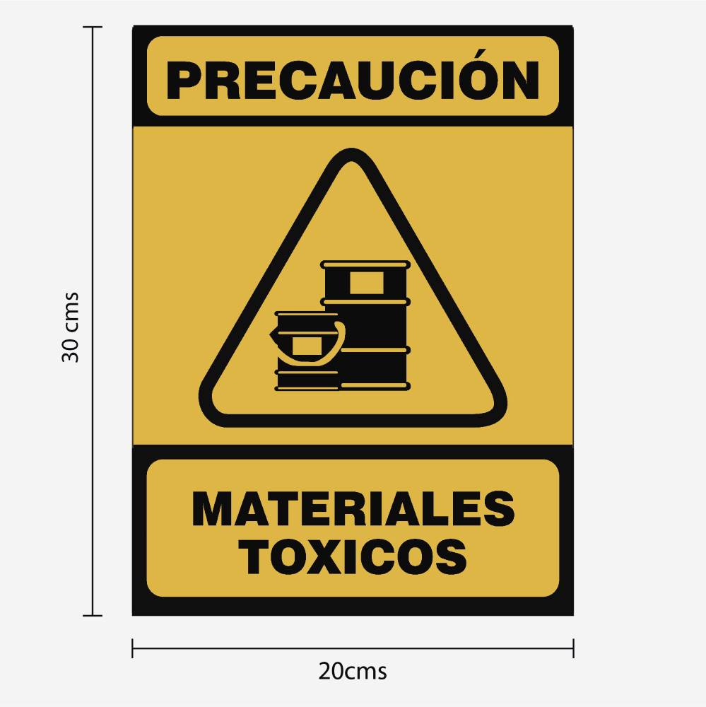 Letrero en Estireno calibre 40 de 20 x 30 cms "PRECAUCIÓN MATERIALES ...